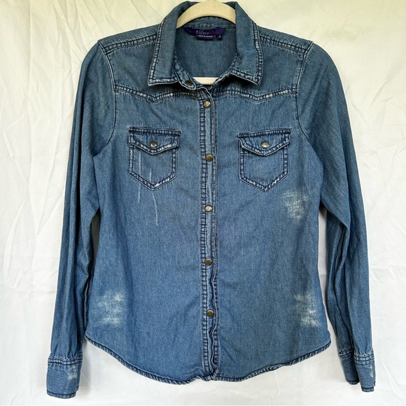 Miley Cyrus & Max Azria | Tops | Y2k Miley Cyrus Max Denim Button Down ...